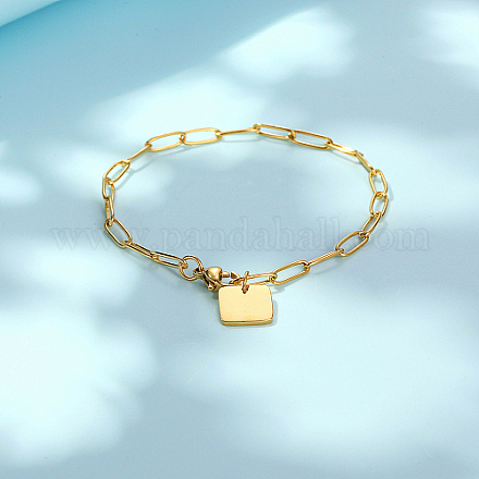 Wholesale 304 Stainless Steel Blank Square Charm Bracelet with ...