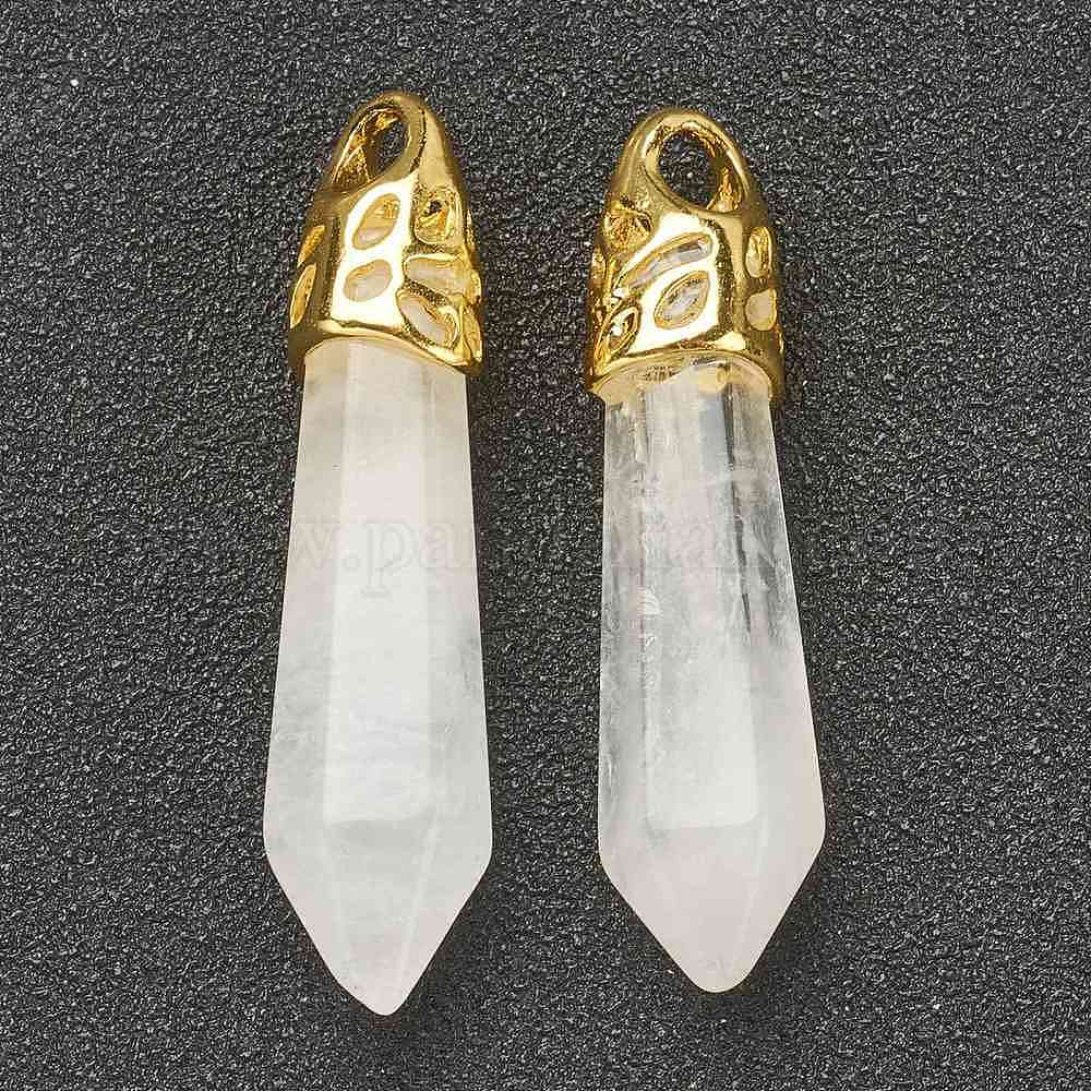 Wholesale Bullet Natural Quartz Crystal Pointed Pendants - Pandahall.com