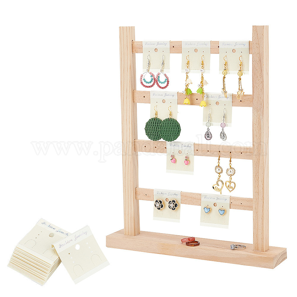 Wholesale 4-Tier Ladder-Shaped Wood Earring Display Stands - Pandahall.com