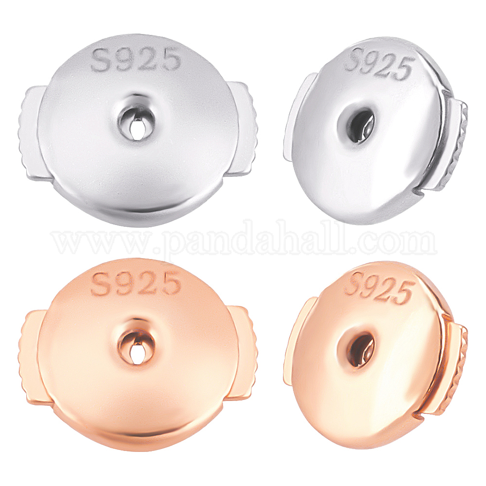 Wholesale 2 Pairs 2 Colors Sterling Silver Ear Nuts - Pandahall.com