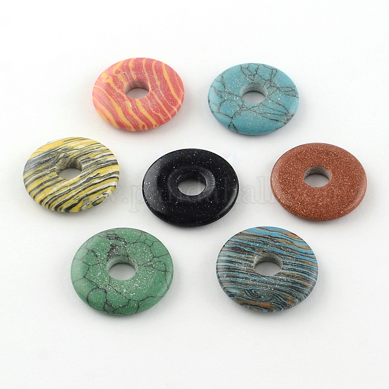 Wholesale Dyed Donut/Pi Disc Mixed Stone Pendants - Pandahall.com