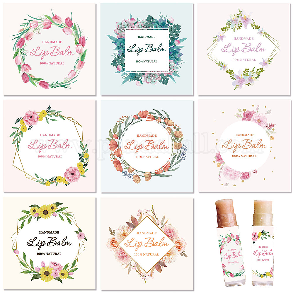 Wholesale 80Pcs 8 styles Paper Lip Balm Adhesive Label Stickers ...