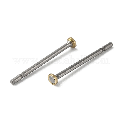 Titanium Stud Earring Findings Earring Post with Brass Flat Head Platinum 12X1.6Mm Pin 0.7mm Titanium