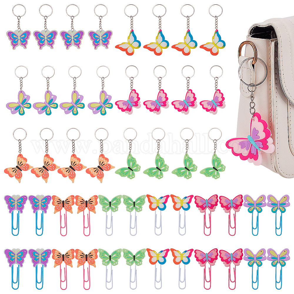 Wholesale 24Pcs Butterfly PVC Pendant Keychains - Pandahall.com