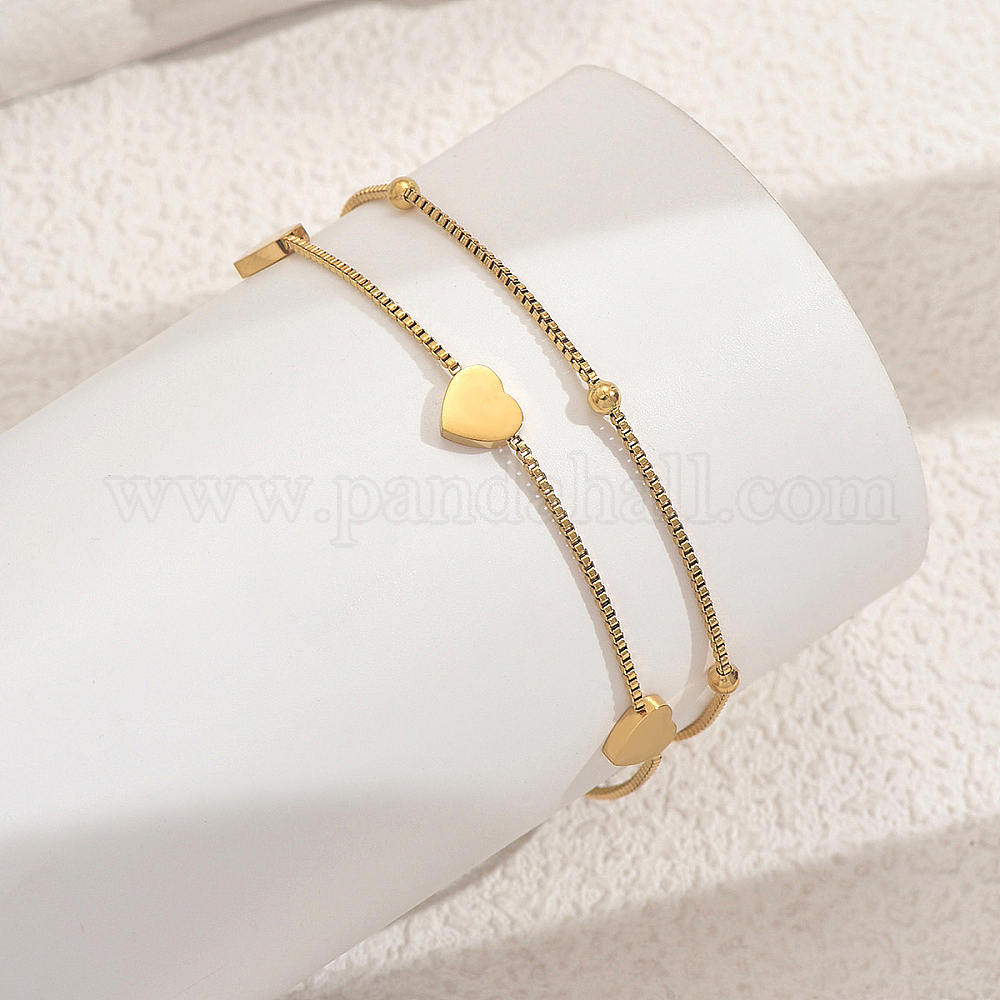 Wholesale Elegant 201 Stainless Steel Box Chain Double-layer Bracelets ...