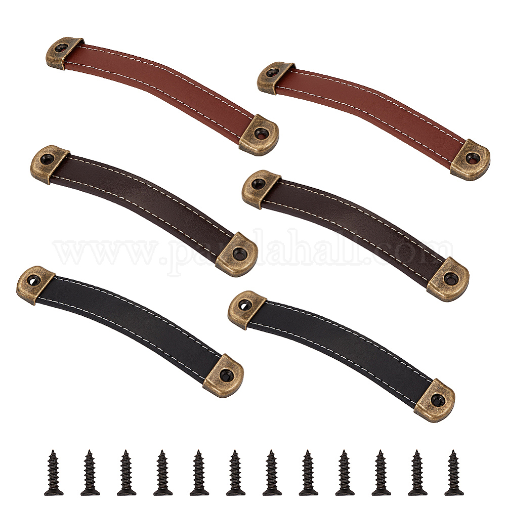 Wholesale 6 Sets 3 Colors PU Leather Drawer Handles - Pandahall.com
