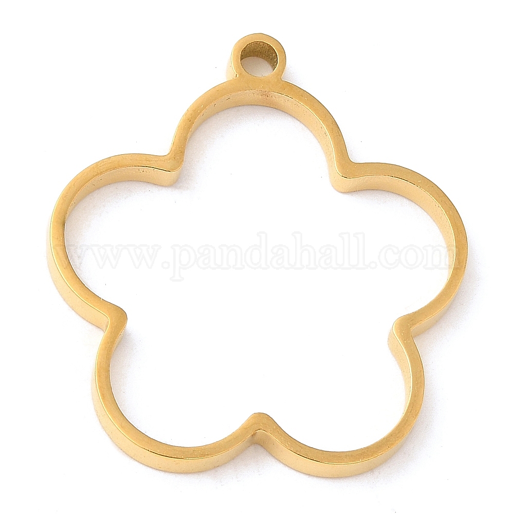 Wholesale 304 Stainless Steel Open Back Bezel Flower Pendants ...