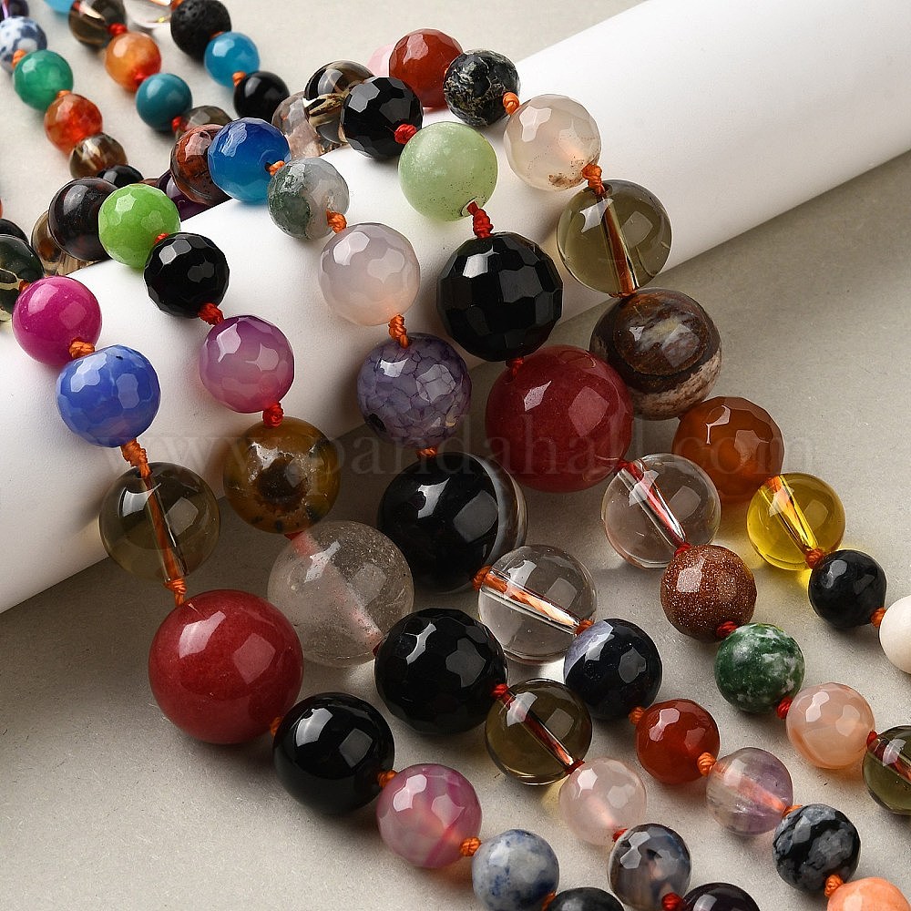 Wholesale Natural Mixed Stone & Glass Round Beads Strands - Pandahall.com