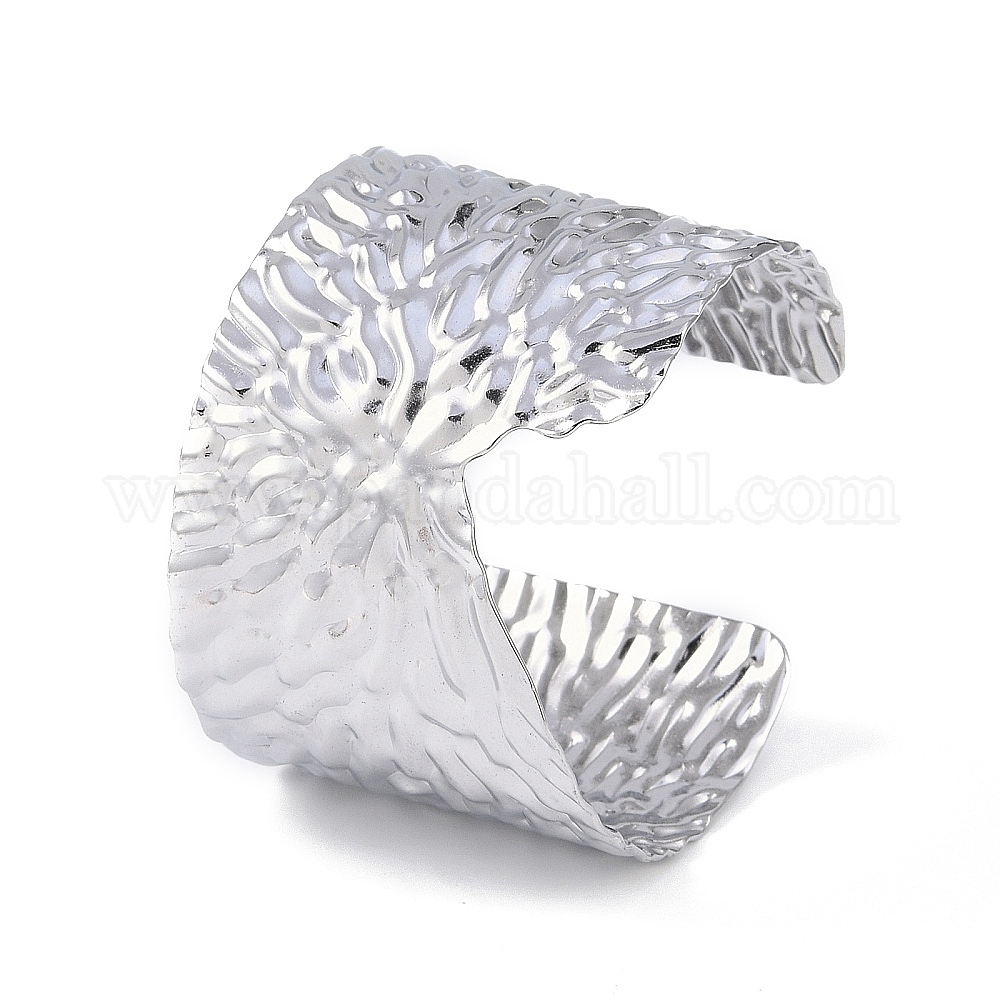 Wholesale Non-Tarnish 304 Stainless Steel Textured Wide Open Cuff ...