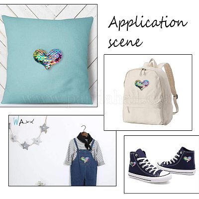 Wholesale Glitter Sequins Fabric Heart Padded Patches - Pandahall.com