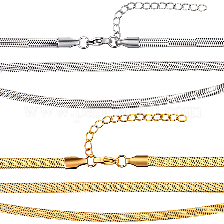 Wholesale 4Pcs 2 Colors 304 Stainless Steel Herringbone Chain Necklaces ...