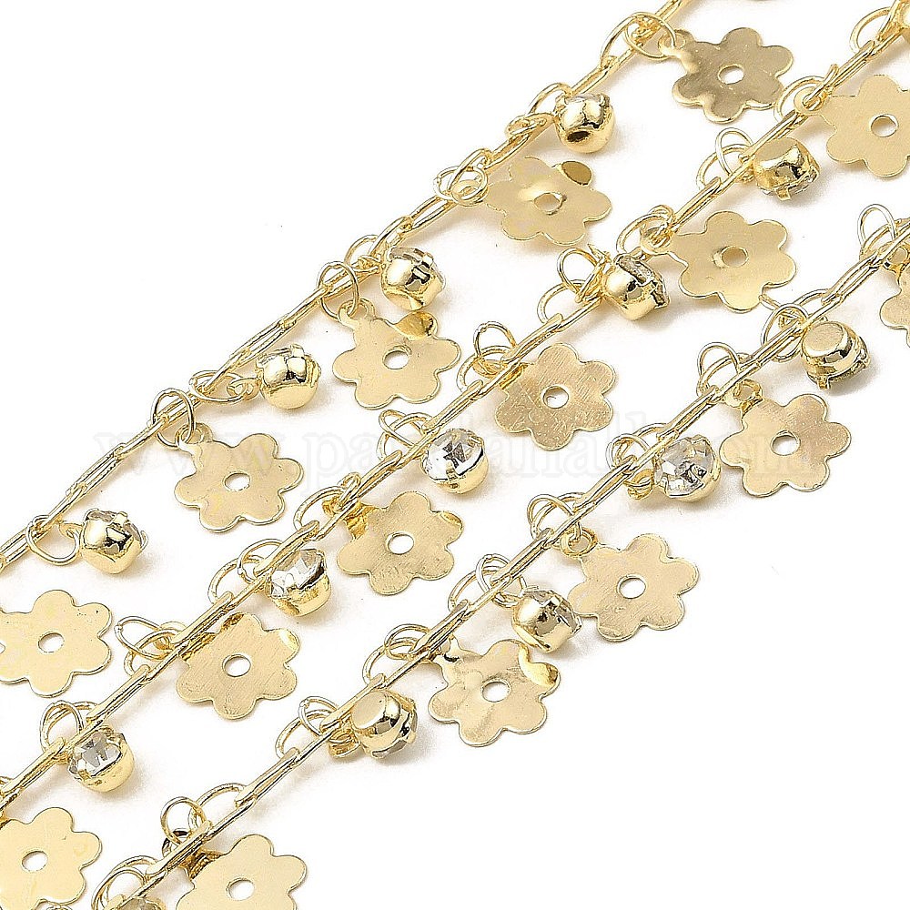 Wholesale Rack Plating Brass Flower Link Chains - Pandahall.com