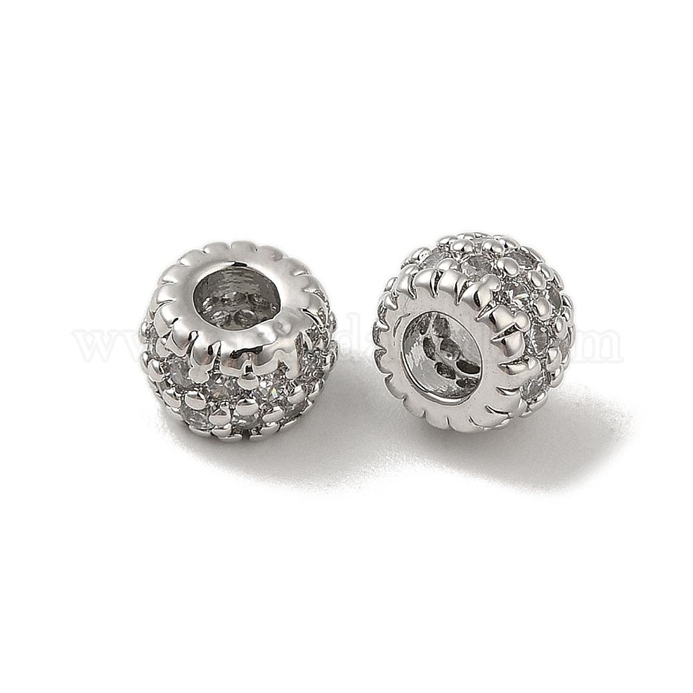 Wholesale Rack Plating Brass Micro Pave Cubic Zirconia Beads ...