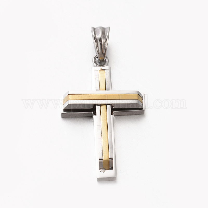 Wholesale New Men's Bi-Color 201 Stainless Steel Cross Pendants ...
