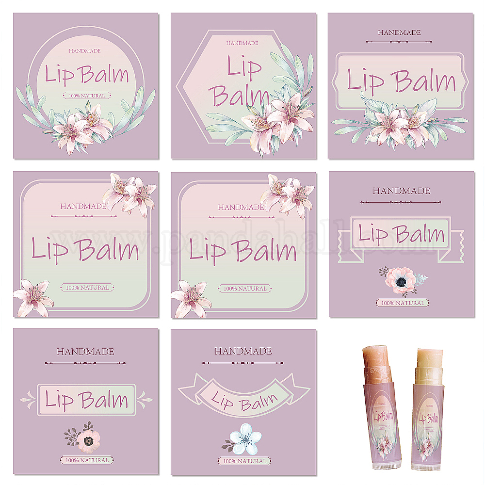 Wholesale 80Pcs 8 Style Custom Lip Balm DIY Label Sticker - Pandahall.com