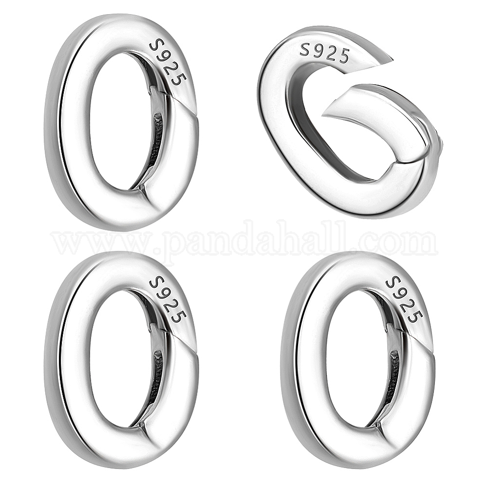 Wholesale 4Pcs 925 Sterling Silver Spring Gate Rings - Pandahall.com