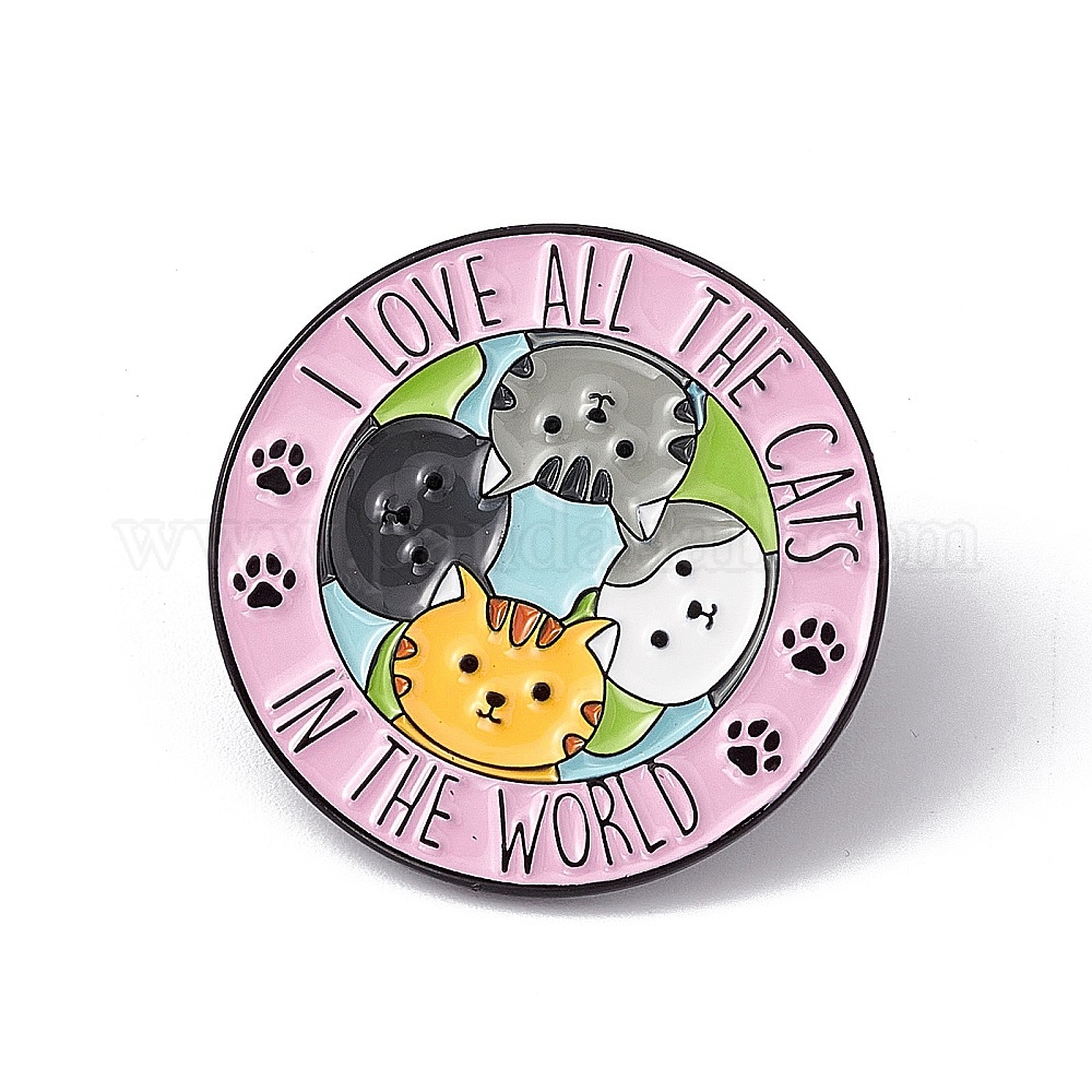 Wholesale Word I Love All The Cats In The World Enamel Pin - Pandahall.com