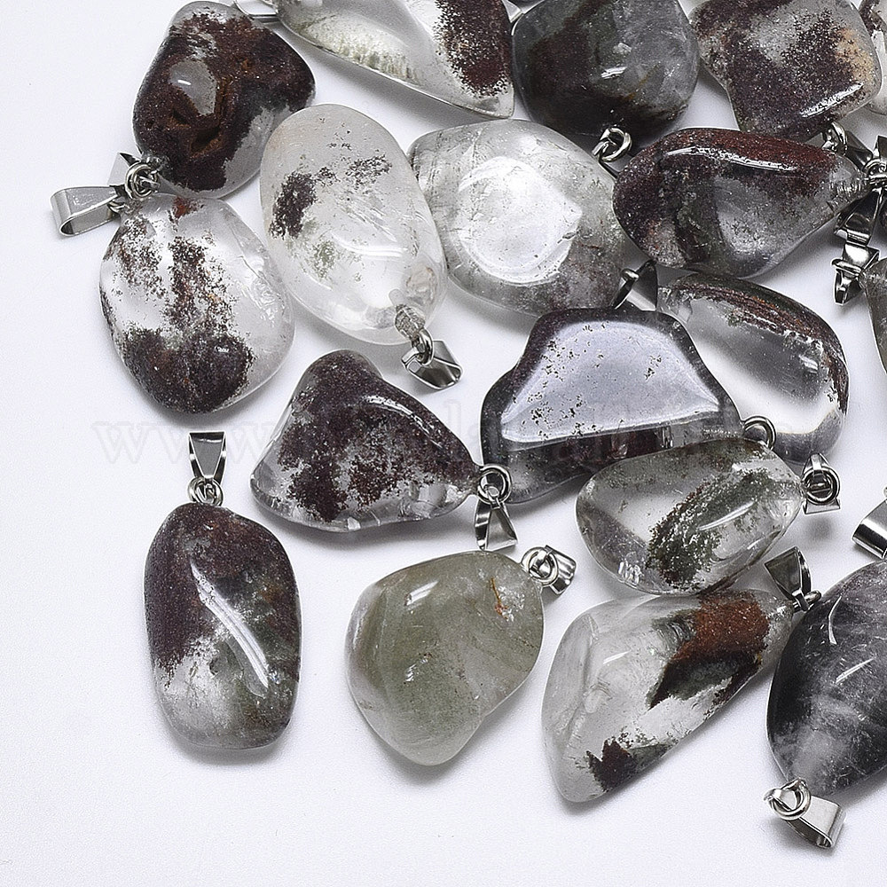 Wholesale Natural Green Lodolite Quartz/Garden Quartz Pendants ...