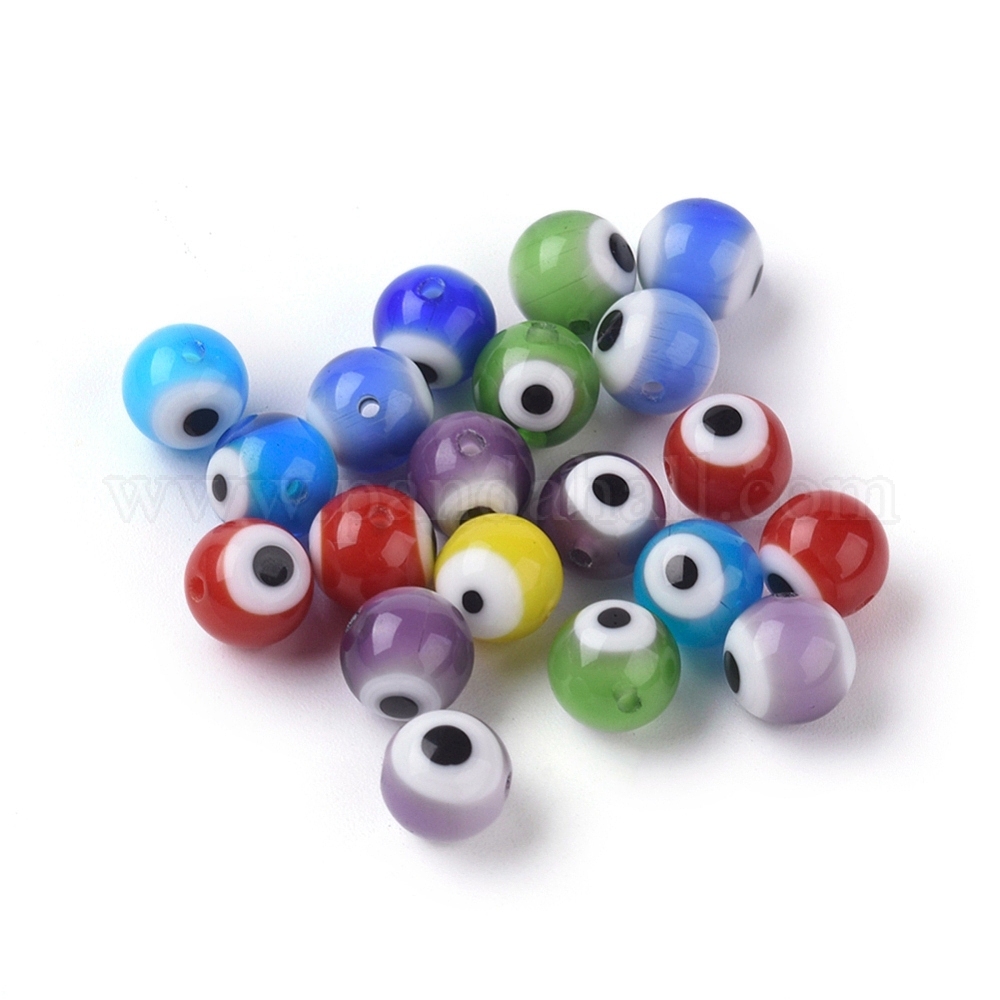 Wholesale Handmade Evil Eye Lampwork Round Beads - Pandahall.com