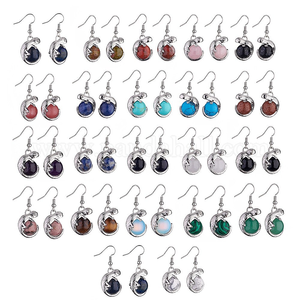 Wholesale Gemstone Chameleon Dangle Earrings with Crystal Rhinestone ...