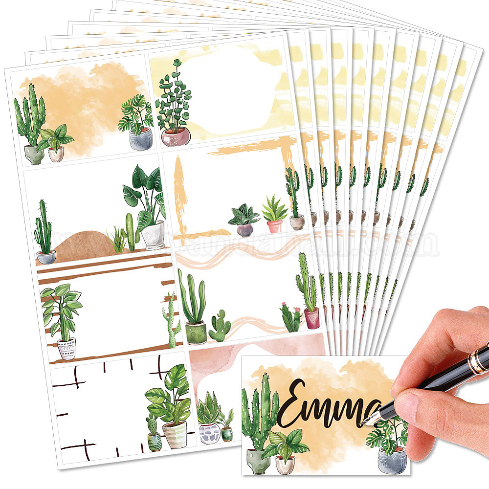 Wholesale OLYCRAFT 80Pcs/10 Sheets Cactus Name Tag Stickers 3.3x2.4 ...
