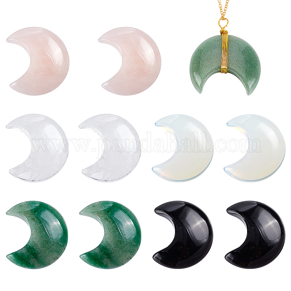 Wholesale PH PandaHall 10pcs Gemstone Moon Cabochons 5 Style Crescent ...