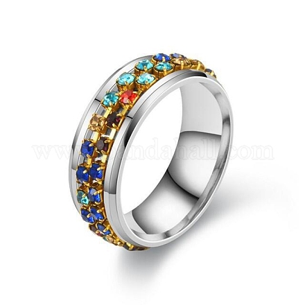 Wholesale Colorful Rinestone Rotating Finger Ring - Pandahall.com