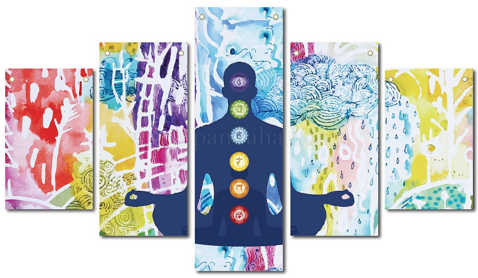 Wholesale CREATCABIN 5 Pieces Canvas Wall Art Seven Chakras Prints ...