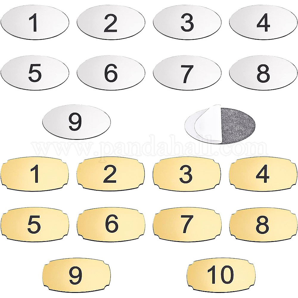 Wholesale 20Pcs 2 Style Adhesive Acrylic Number Sign Labels - Pandahall.com