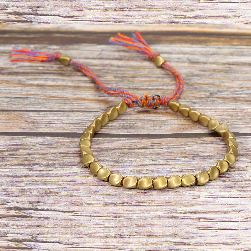 Wholesale Minimalist Brass Twist Bead Braided Bead Bracelets ...