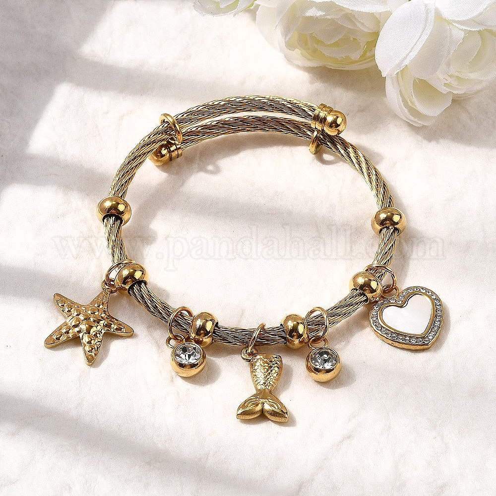 Wholesale 304 Stainless Steel Charm Bangles for Women - Pandahall.com