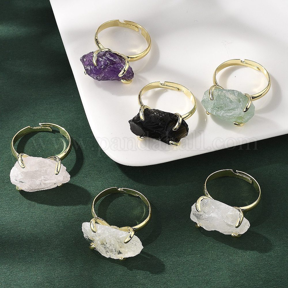 Wholesale Natural Mixed Stone Finger Rings - Pandahall.com