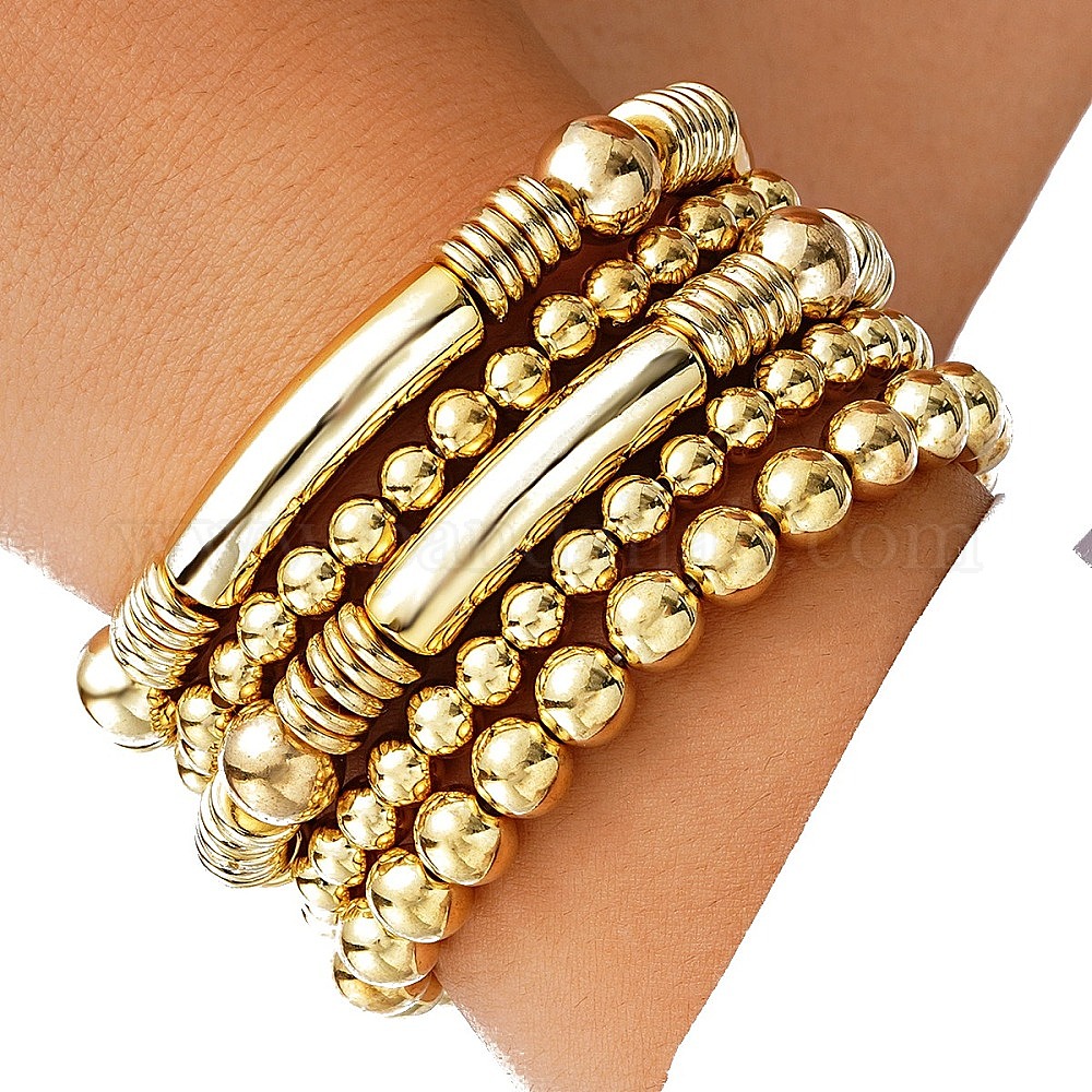 Wholesale 5Pcs CCB Beaded Stretch Bracelets - Pandahall.com