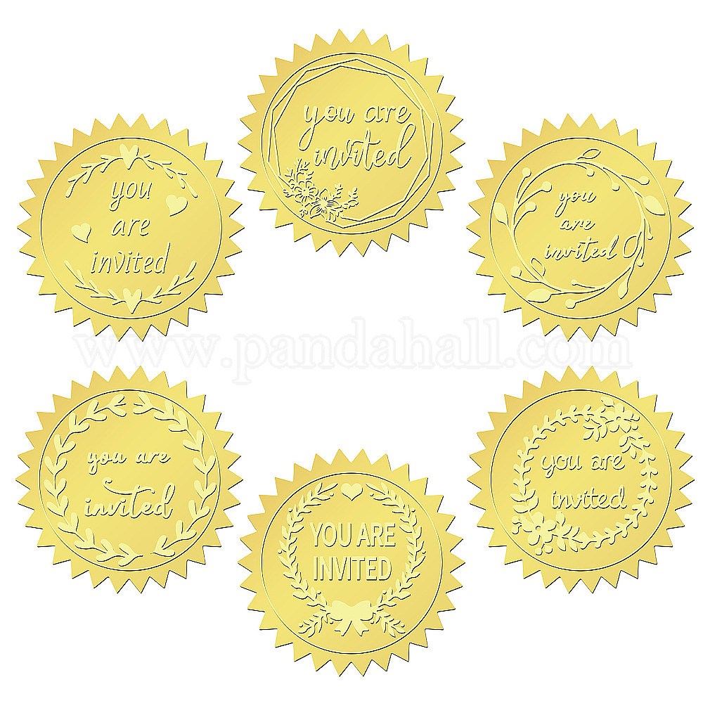 Wholesale 6 Patterns Aluminium-foil Paper Adhesive Embossed Stickers ...