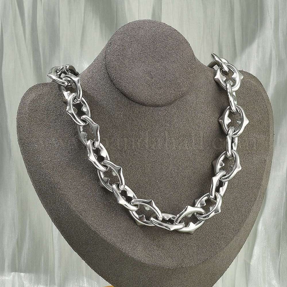 Wholesale 304 Stainless Steel Spiked Oval Link Chain Necklaces for ...