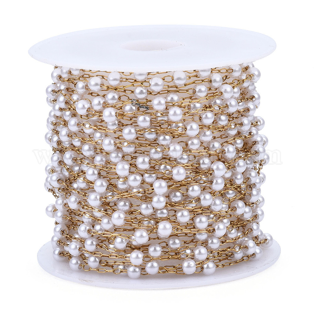 Wholesale ABS Plastic Pearl Round Beaded Chains - Pandahall.com