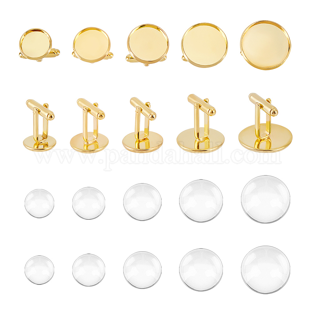 Wholesale 10Pcs 5 Styles Brass Cuff Button - Pandahall.com