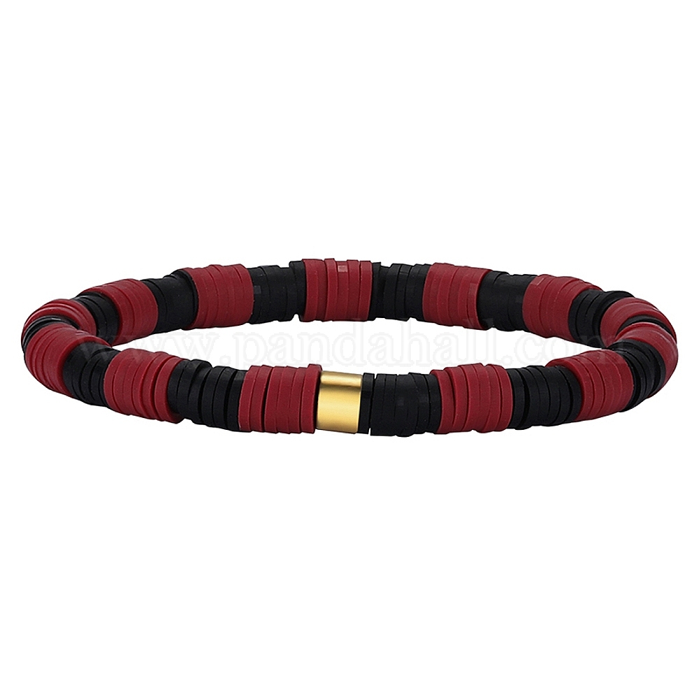 Wholesale Polymer Clay Heishi Surfer Stretch Bracelet with 304 ...