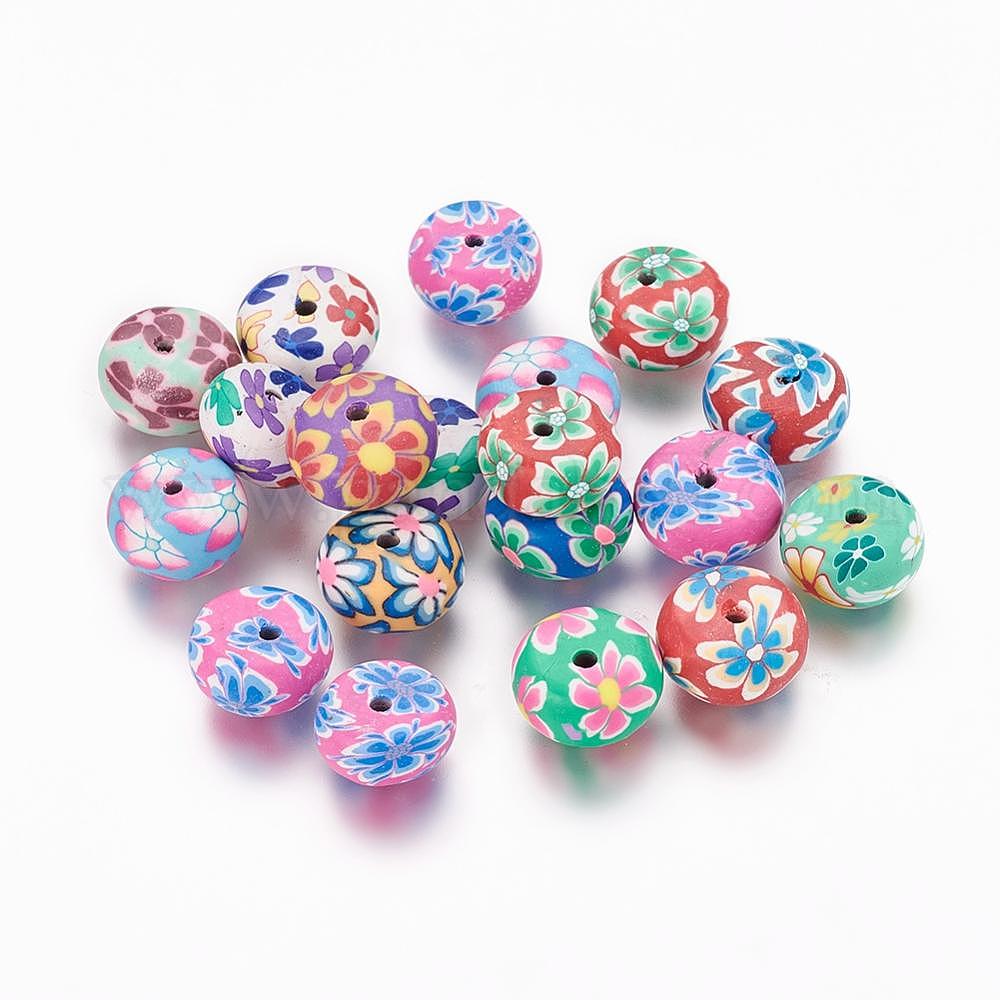 Wholesale Handmade Polymer Clay Flat Round Beads - Pandahall.com