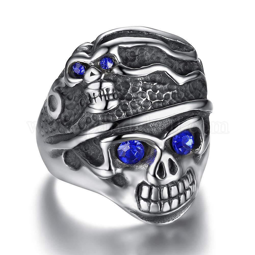 Wholesale Rhinestone Skull Finger Ring - Pandahall.com