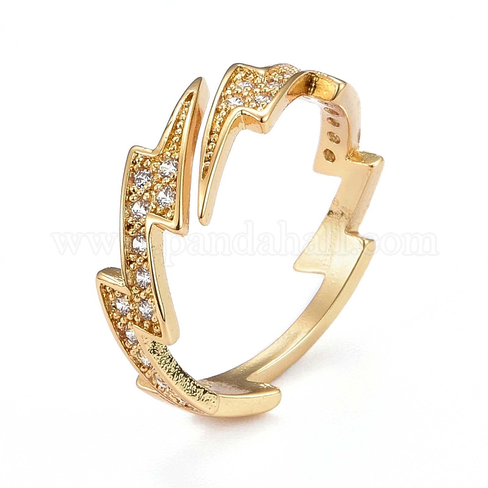 Wholesale Brass Micro Pave Clear Cubic Zirconia Cuff Rings - Pandahall.com