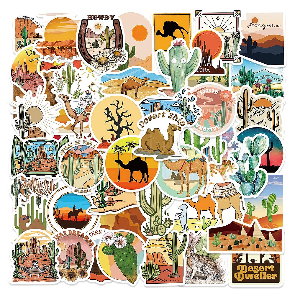 Wholesale 50Pcs Desert Theme PVC Self Adhesive Stickers Set - Pandahall.com
