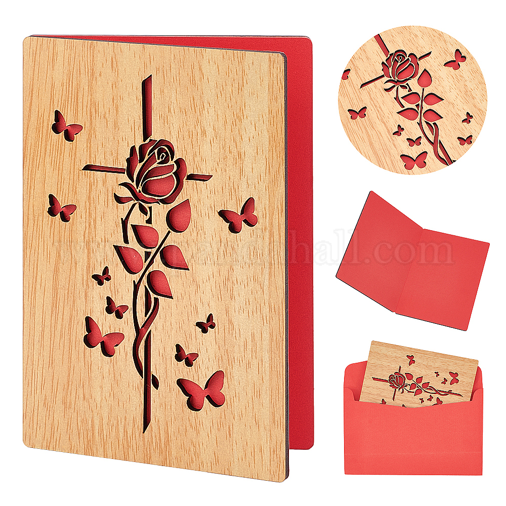 Wholesale Rectangle with Pattern Wooden Greeting Cards - Pandahall.com