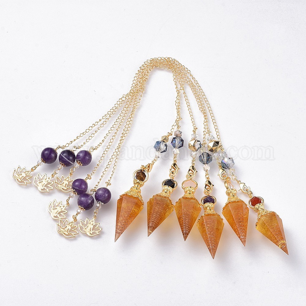Wholesale Resin Hexagonal Pointed Dowsing Pendulums(Brass Finding ...