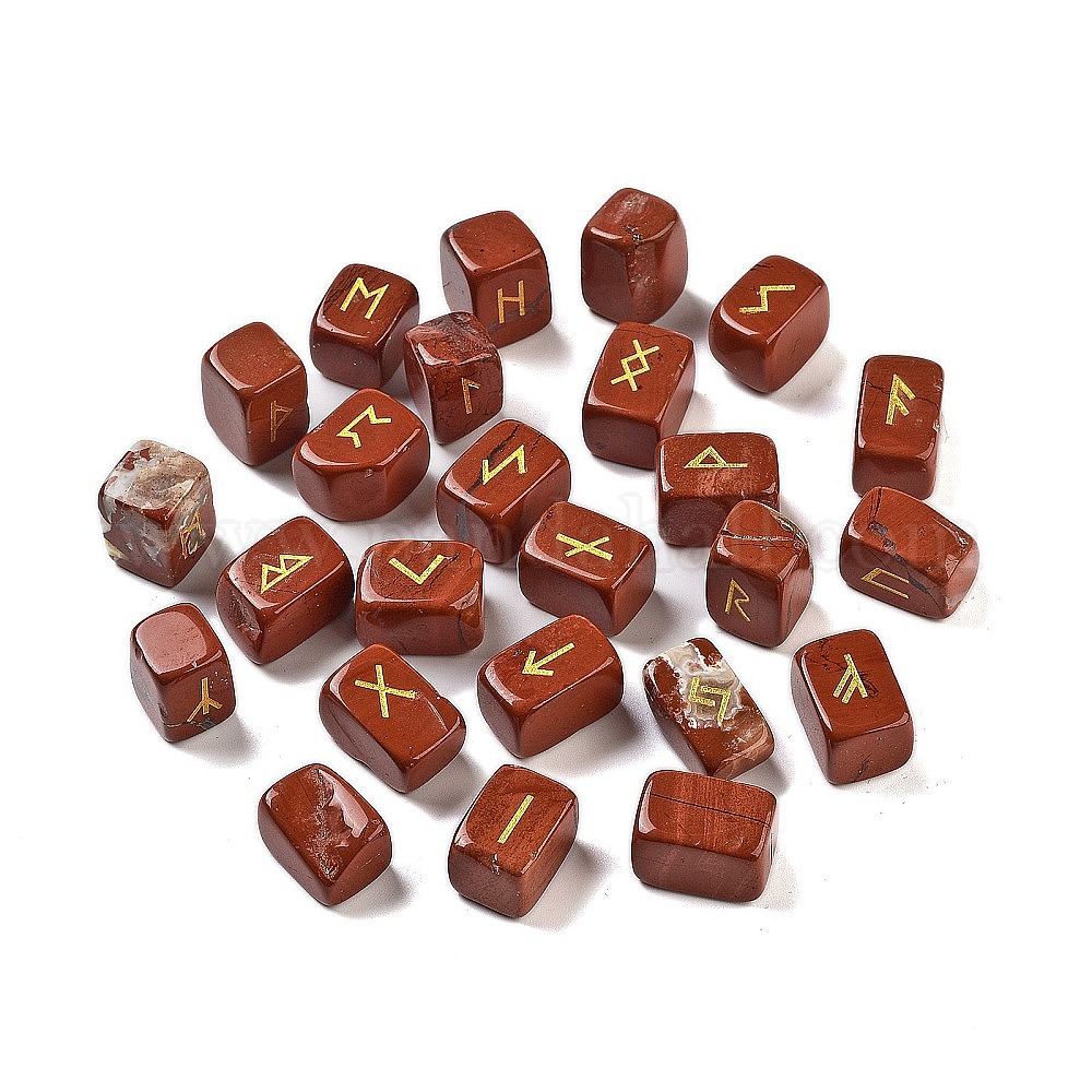 Wholesale Rectangle Natural Red Jasper Rune Stones - Pandahall.com