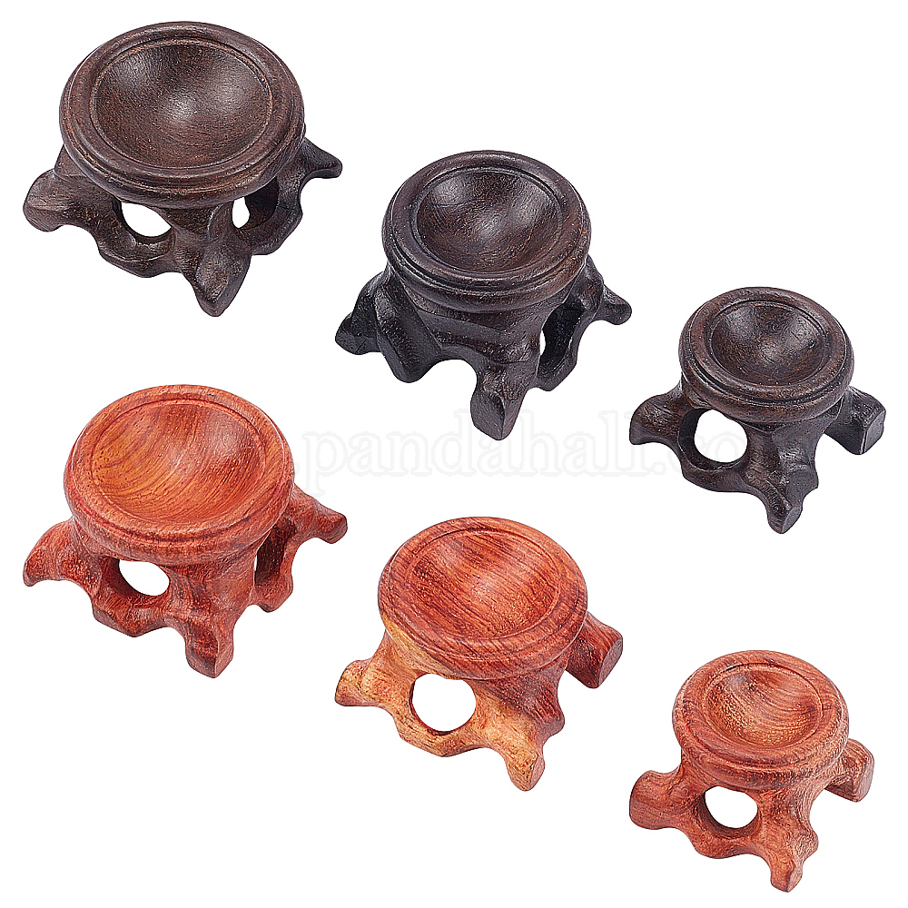 Wholesale 6Pcs 3 Style Wood Crystal Ball Display Pedestal - Pandahall.com