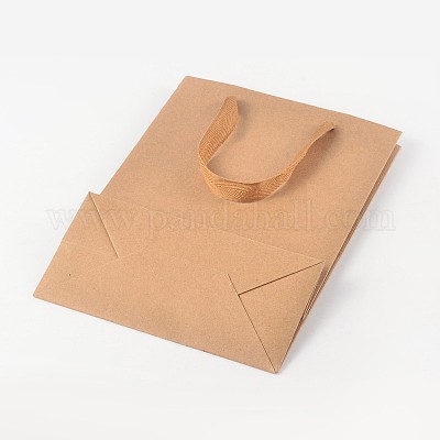 Wholesale Rectangle Kraft Paper Bags with Handle - Pandahall.com