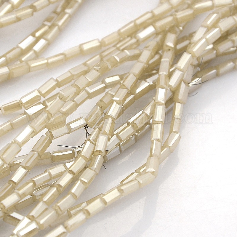Wholesale Electroplate Imitation Jade Glass Cuboid Beads Strands ...