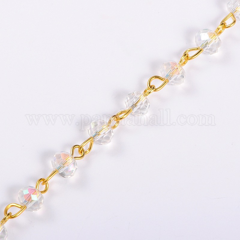 Wholesale Handmade Rondelle Glass Beads Chains for Necklaces Bracelets ...
