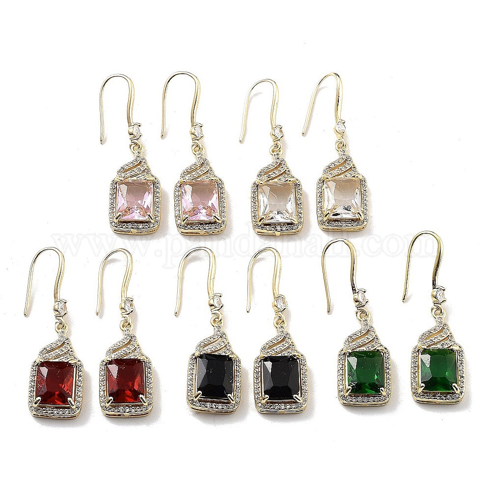 Wholesale Light Gold Brass Micro Pave Cubic Zirconia Dangle Earrings ...